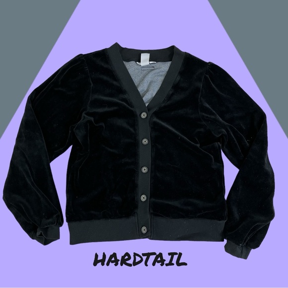 Hard Tail | Sweaters | Hard Tail Hardtail Black Velour Cardigan Top ...
